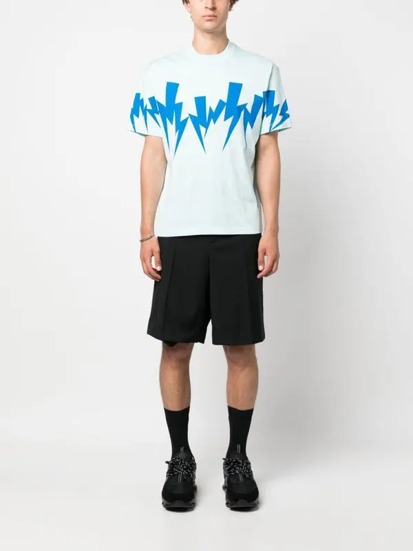 Neil Barrett Thunderbolt-print Cotton T-shirt - Blue