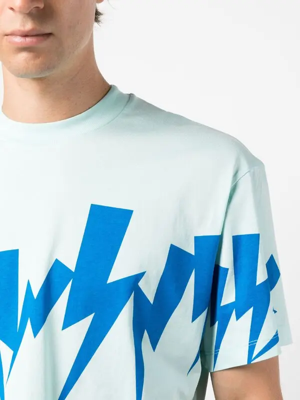 Neil Barrett Thunderbolt-print Cotton T-shirt - Blue