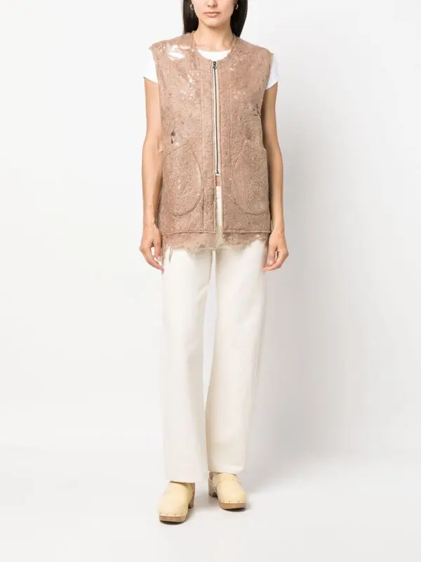 VITELLI Distressed-effect Zip-up Vest