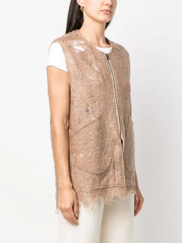 VITELLI Distressed-effect Zip-up Vest