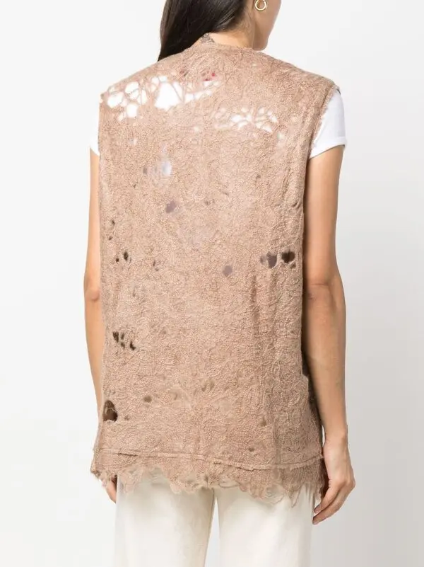 VITELLI Distressed-effect Zip-up Vest