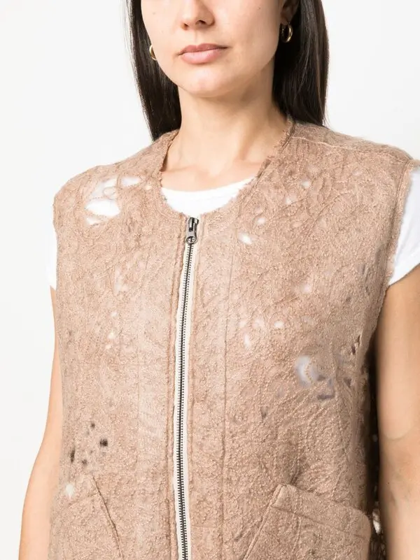 VITELLI Distressed-effect Zip-up Vest
