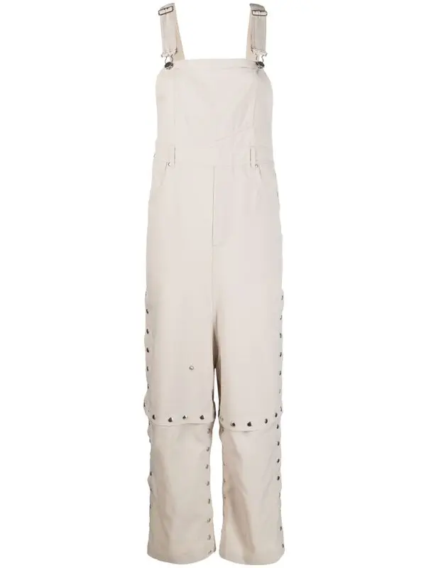 WEINSANTO Convertible Studded Wide-leg Overalls - Neutrals