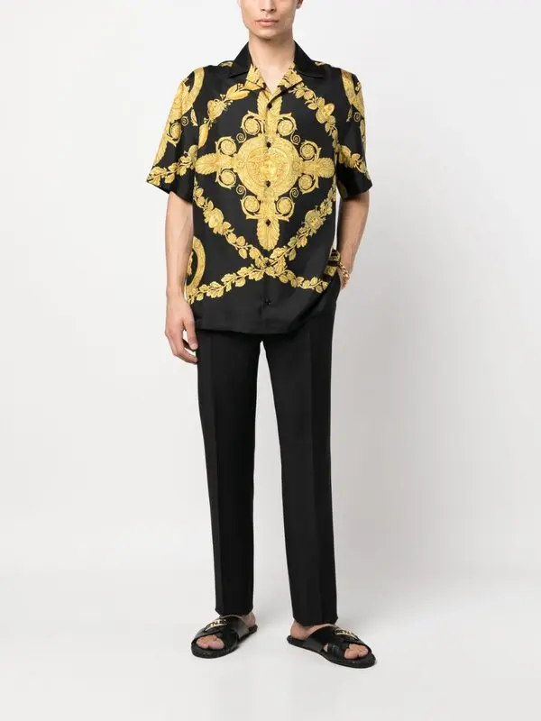 Versace Straight-leg Wool Trousers - Black