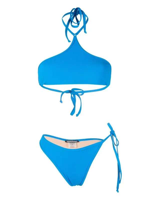 ANDREĀDAMO Ribbed-knit Bikini Set - Blue
