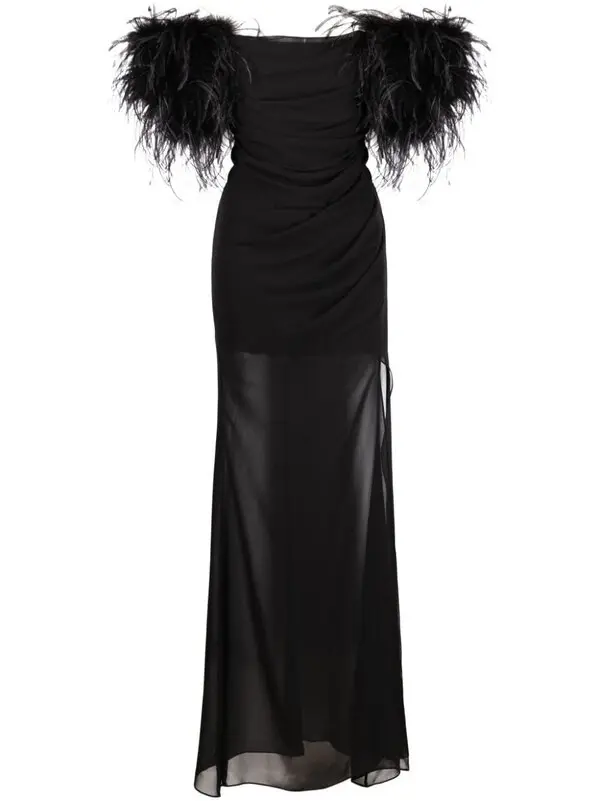 Giuseppe Di Morabito Feather-trim Maxi Dress