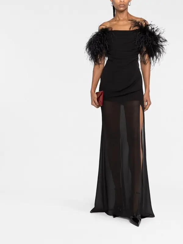 Giuseppe Di Morabito Feather-trim Maxi Dress