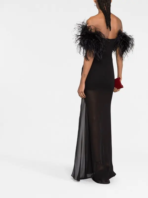 Giuseppe Di Morabito Feather-trim Maxi Dress