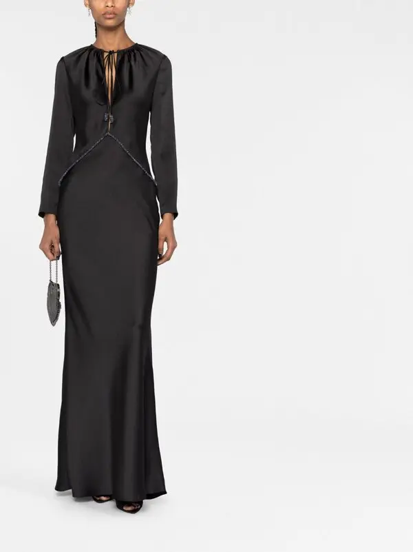 V:PM ATELIER Crystal-embellished Long-sleeve Dress