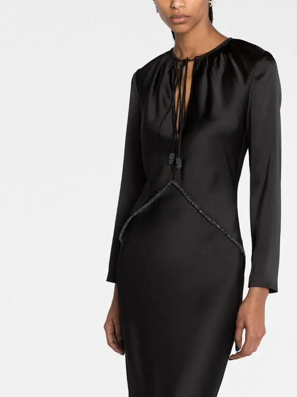V:PM ATELIER Crystal-embellished Long-sleeve Dress