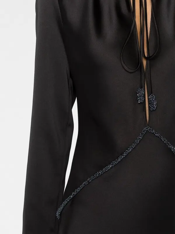 V:PM ATELIER Crystal-embellished Long-sleeve Dress