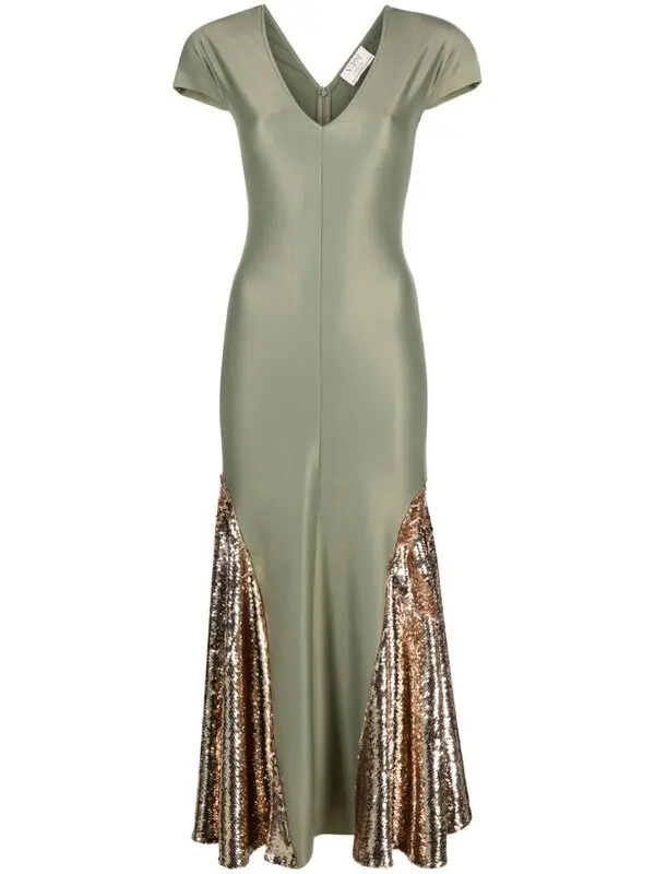 V:PM ATELIER V-neck Sequin-embellished Dress