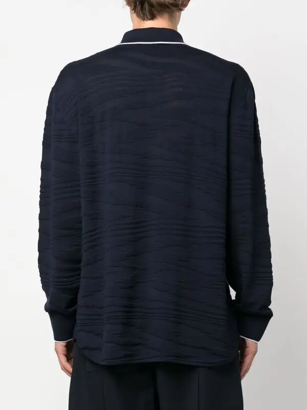 Missoni Contrasting-trim Wool-blend Shirt - Blue