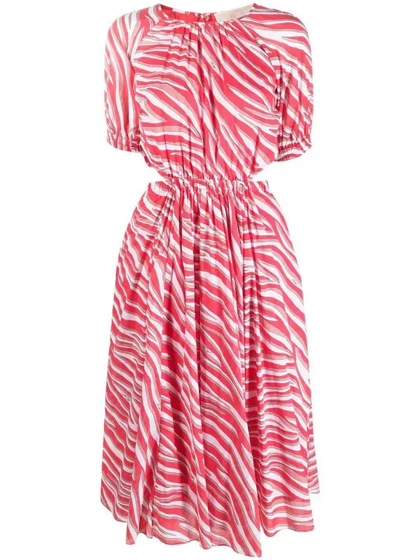Michael Kors Zebra-print Cotton Midi Dress
