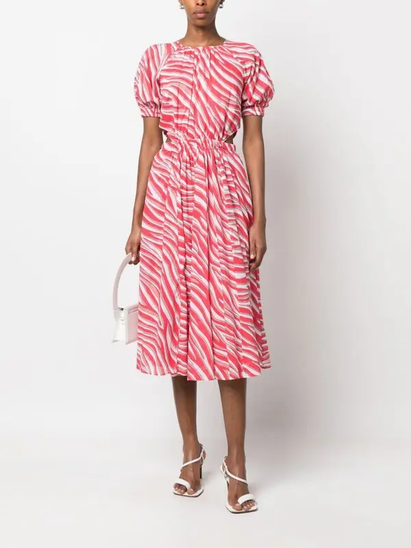 Michael Kors Zebra-print Cotton Midi Dress