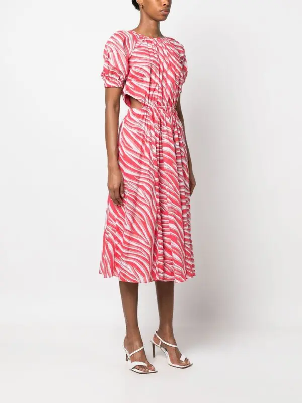Michael Kors Zebra-print Cotton Midi Dress