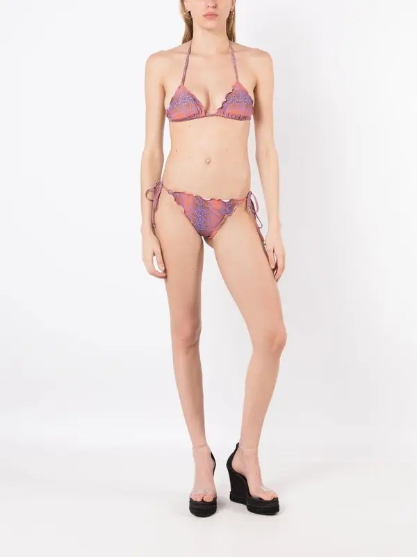AMIR SLAMA Snakeskin-print Triangle Bikini
