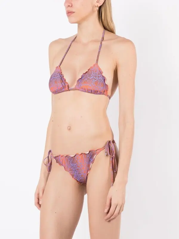 AMIR SLAMA Snakeskin-print Triangle Bikini
