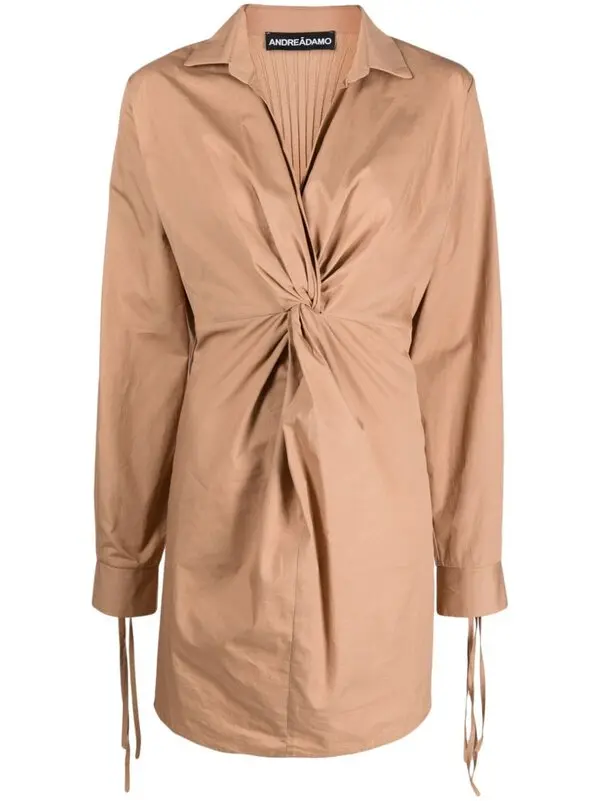 ANDREĀDAMO Twist-front Shirt Dress - Neutrals