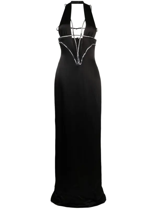 GENNY Crystal-embellished Halterneck Dress
