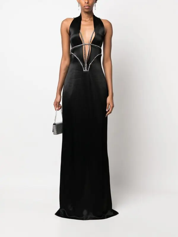 GENNY Crystal-embellished Halterneck Dress