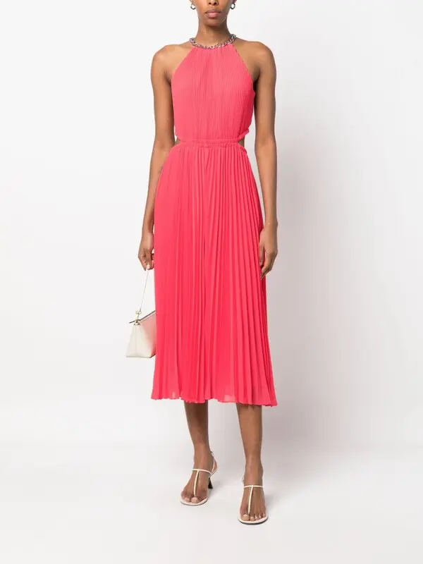 Michael Kors Pleated Halterneck Midi Dress