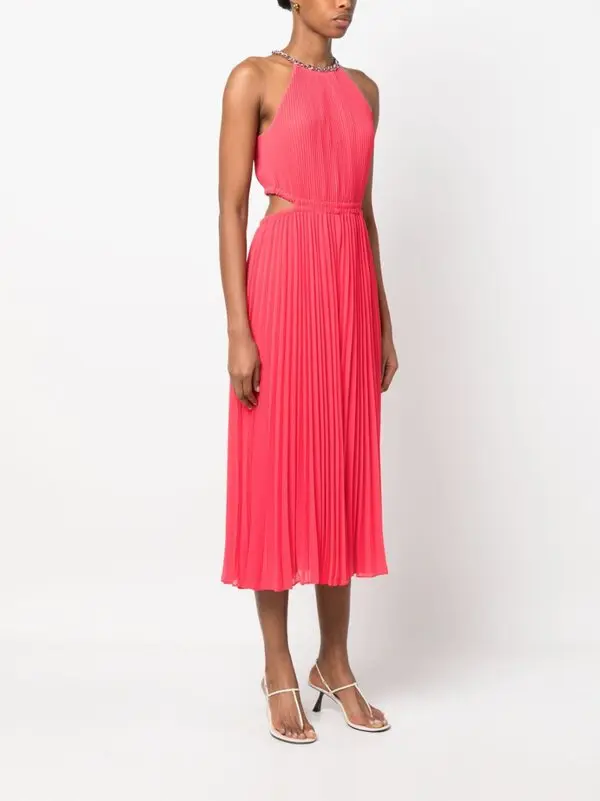 Michael Kors Pleated Halterneck Midi Dress