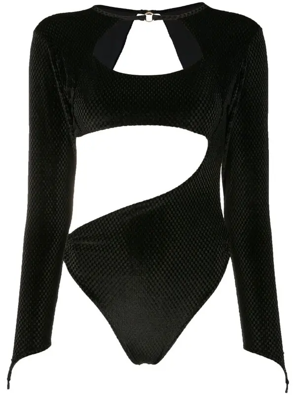 AMIR SLAMA Cutout Velvet-effect Bodysuit
