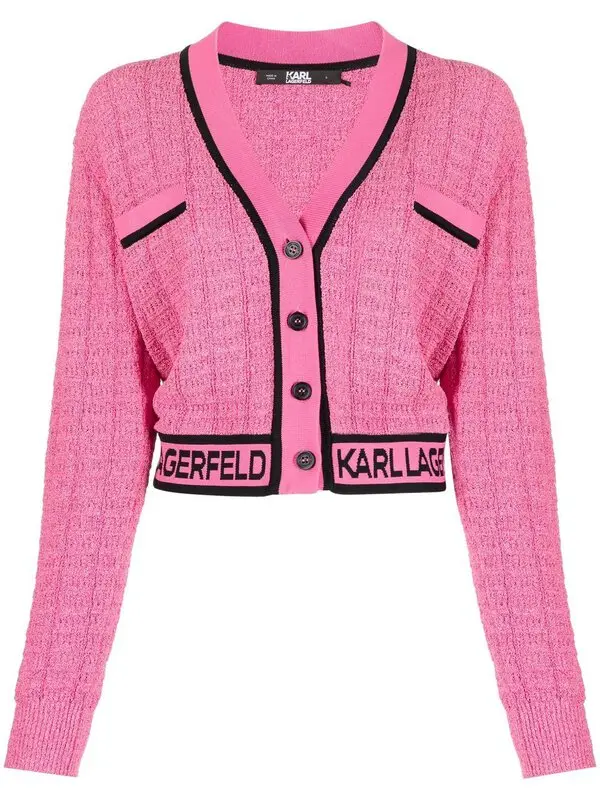 Karl Lagerfeld Bouclé Cropped Cardigan