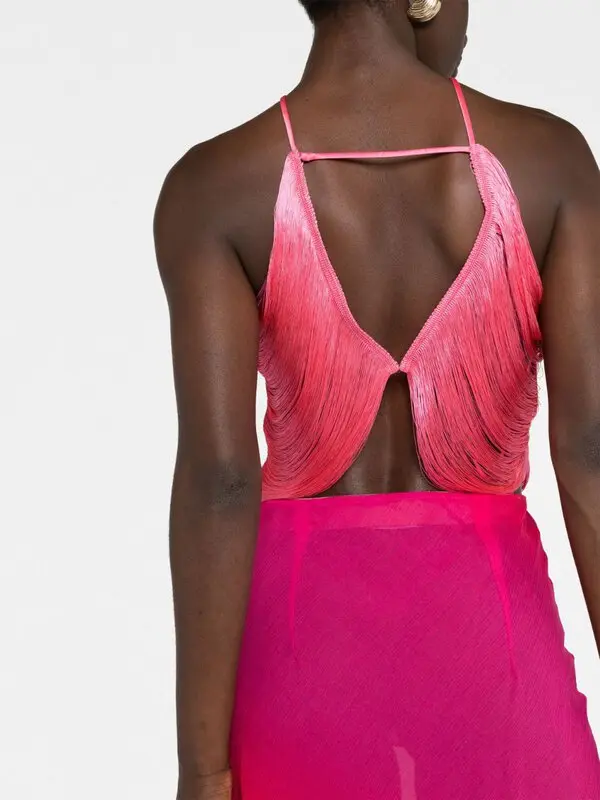 Cult Gaia Quella Fringed Halterneck Top