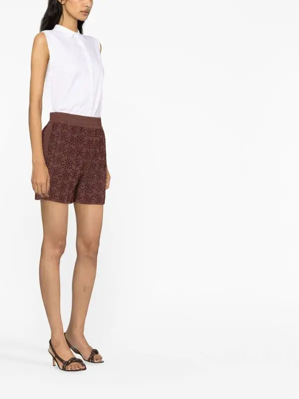 Brunello Cucinelli Floral-embroidered Cotton Shorts