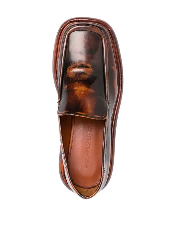 Eckhaus Latta Distressed-Effect Chunky Loafers In Brown - 64% Off