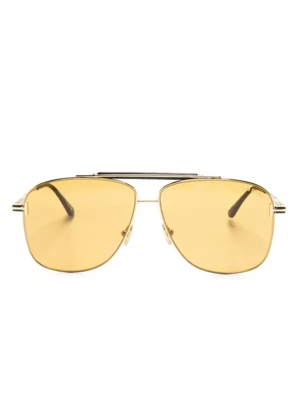TOM FORD Polished Pilot Sunglasses - Gold