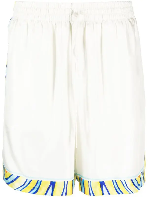 Casablanca Tennis Club Icon Silk Shorts - Neutrals