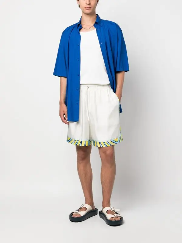 Casablanca Tennis Club Icon Silk Shorts - Neutrals