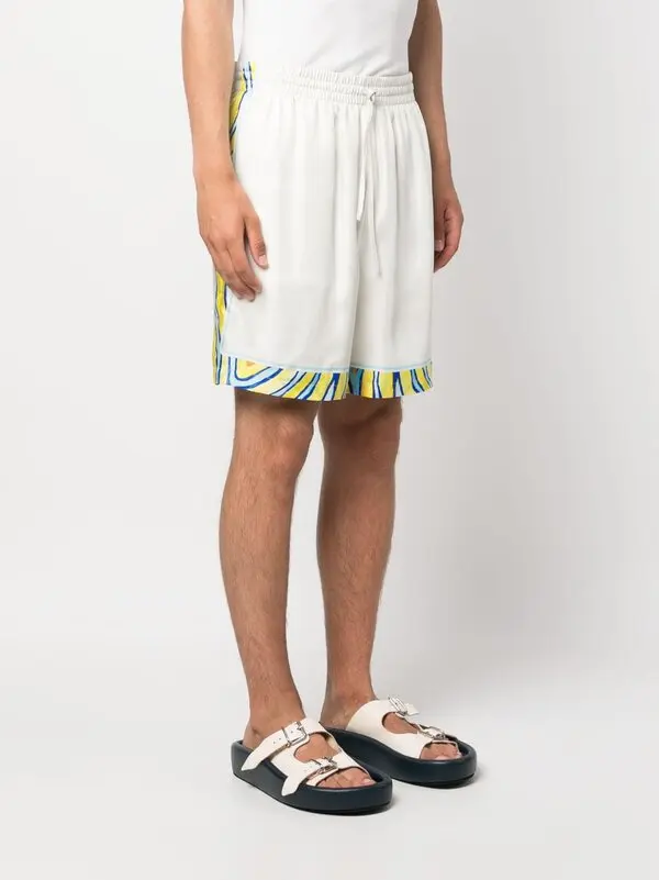 Casablanca Tennis Club Icon Silk Shorts - Neutrals