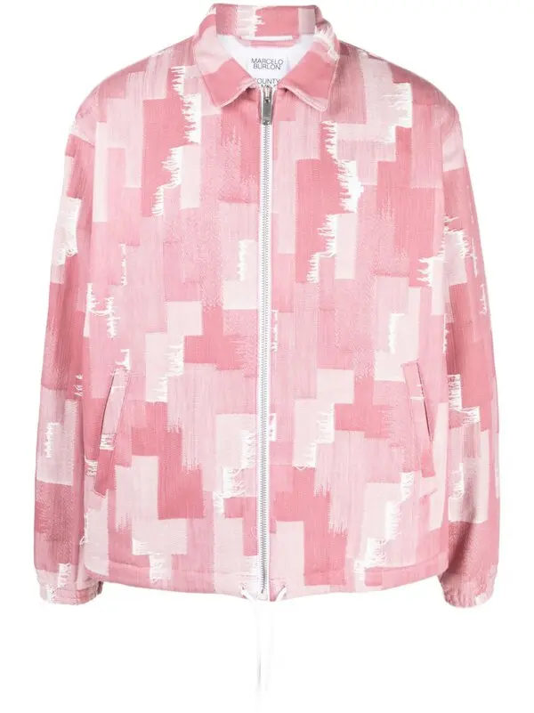 COUNTY OF MILAN Marcelo Burlon Geometric-print Shirt Jacket - Pink