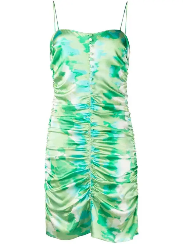 GANNI Organic-silk Ruched Dress