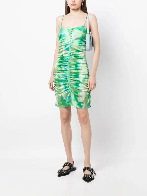 ganni sandwashed silk dress Ganni Sandwashed Silk Maxi Dress - Lapis Blue