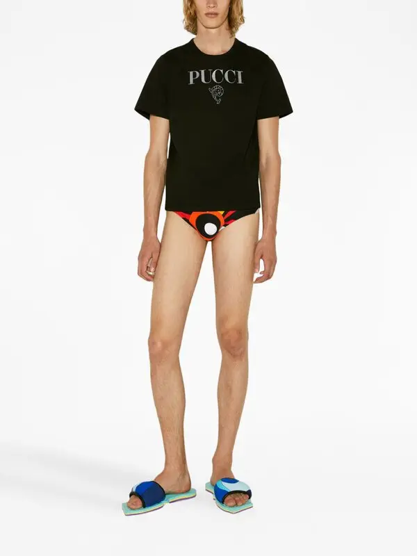 Emilio Pucci Logo-Print Cotton T-Shirt In Black - 30% Off