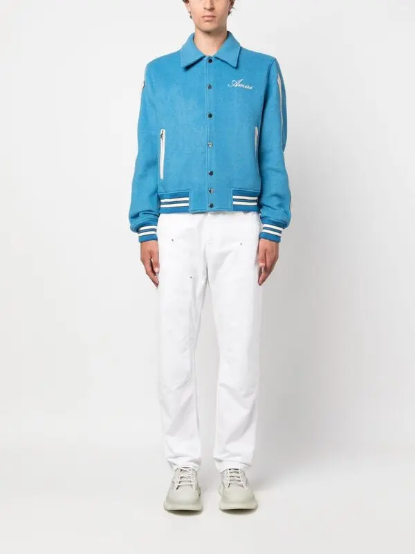 Amiri Bones Appliqué Wool-blend Bomber Jacket