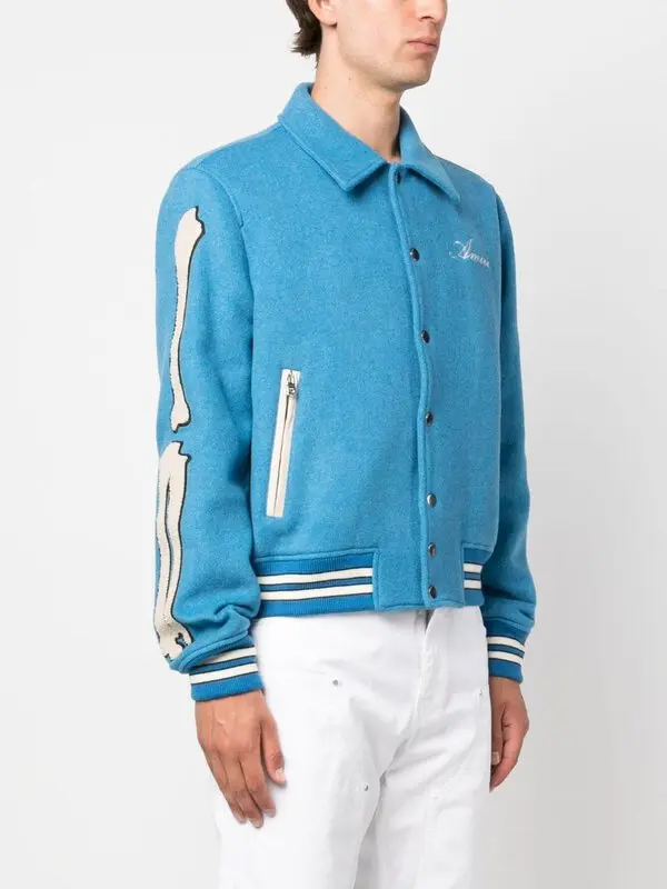 Amiri Bones Appliqué Wool-blend Bomber Jacket