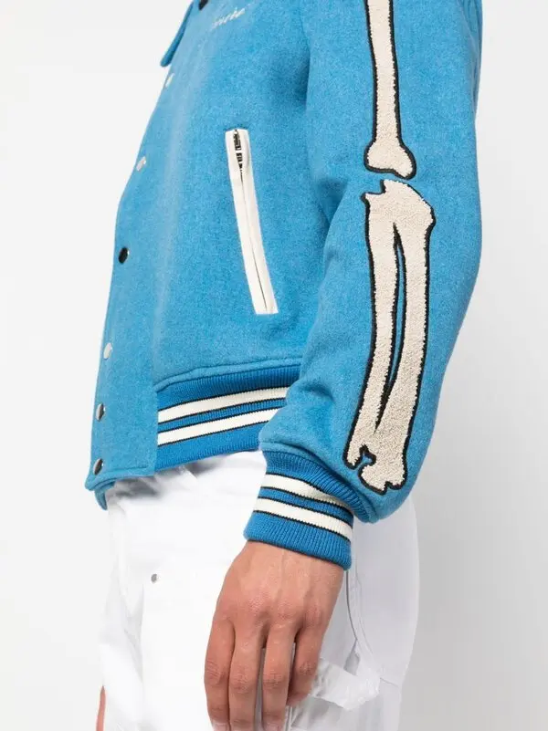 Amiri Bones Appliqué Wool-blend Bomber Jacket