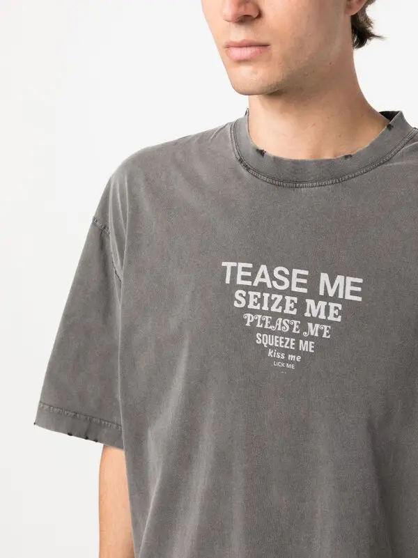 Vetements Tease Me Logo-Print T-Shirt In Grey - 35% Off | Editorialist