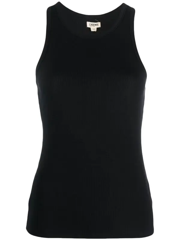 L'Agence Ribbed Round-neck Tank-top - Black