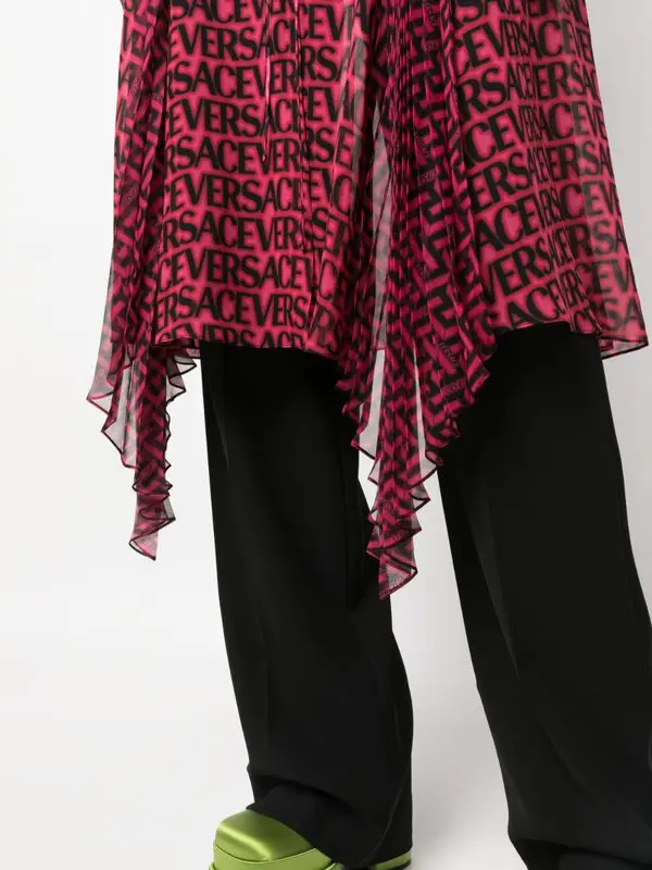 Versace Logo-print Asymmetric-hem Dress