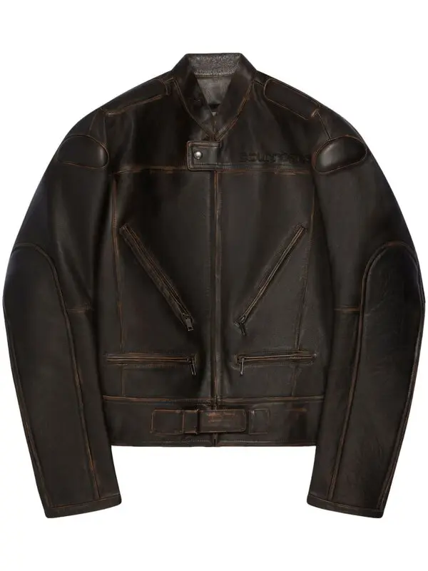 COURREGES Racer Patina Leather Jacket