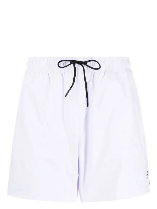 BOSS Swim Shorts With Signature Stripe And Logo - White