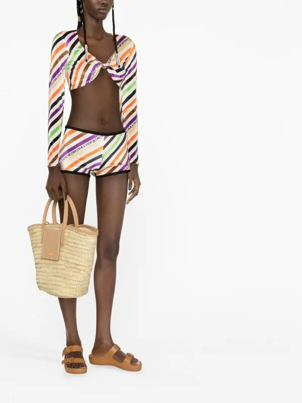 SIEDRES Striped Twist-front Crop Top