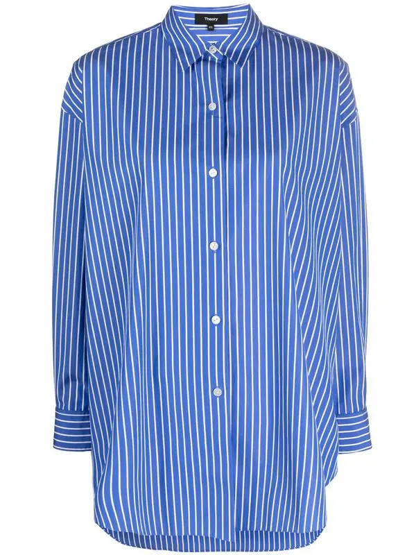 Theory Striped Button-up Cotton Shirt